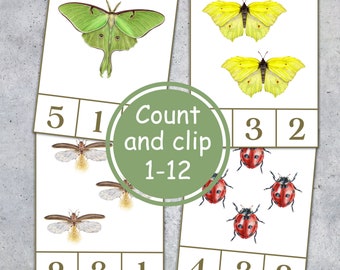 SAFARI ANIMALS 2 Count and Clip Cards, 1 to 16 Counting, Spring ...
