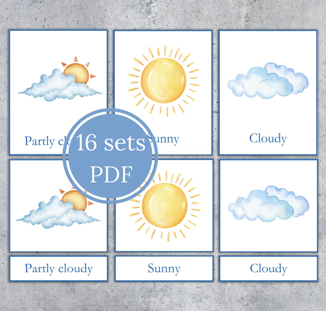 WEATHER Montessori 3-part Cards. 2 Sizes. Preschool Vocabulary Activity ...