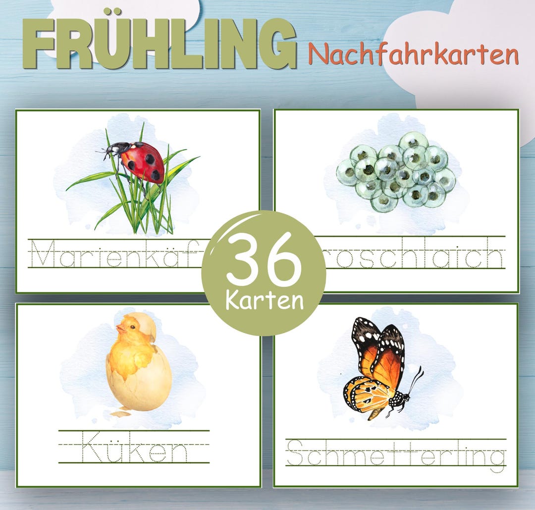 GERMAN Spring Preschool Printable Word Tracing Cards. Kindergarten ...