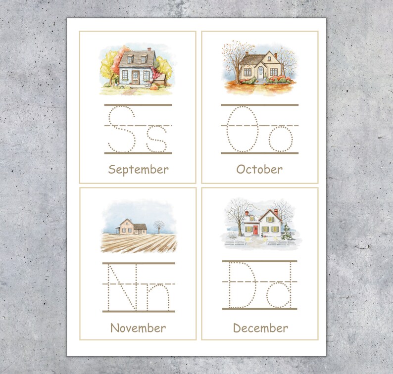MONTHS of the Year Tracing Cards, Instant Download - Etsy Canada