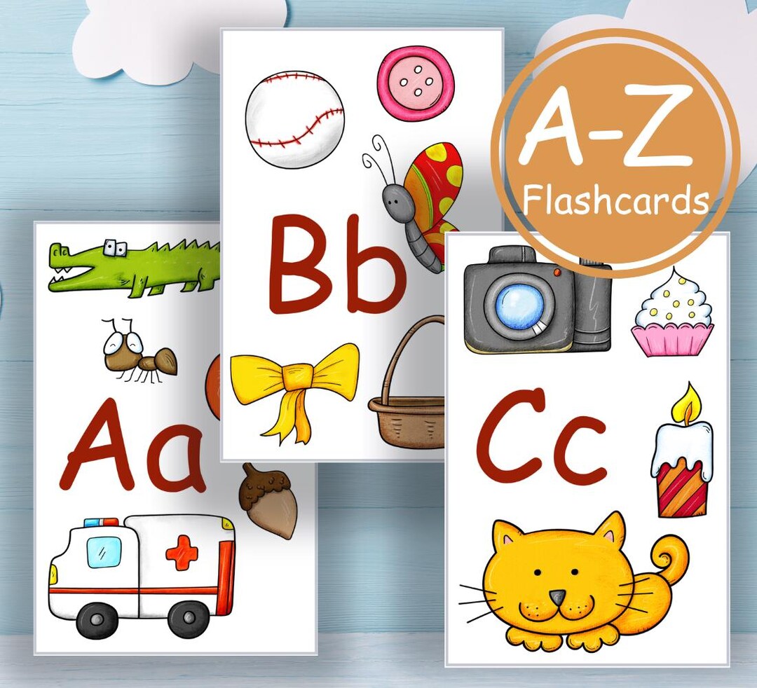 Alphabet Flash Cards Printable, ABC Learning, Phonics (digital Download ...