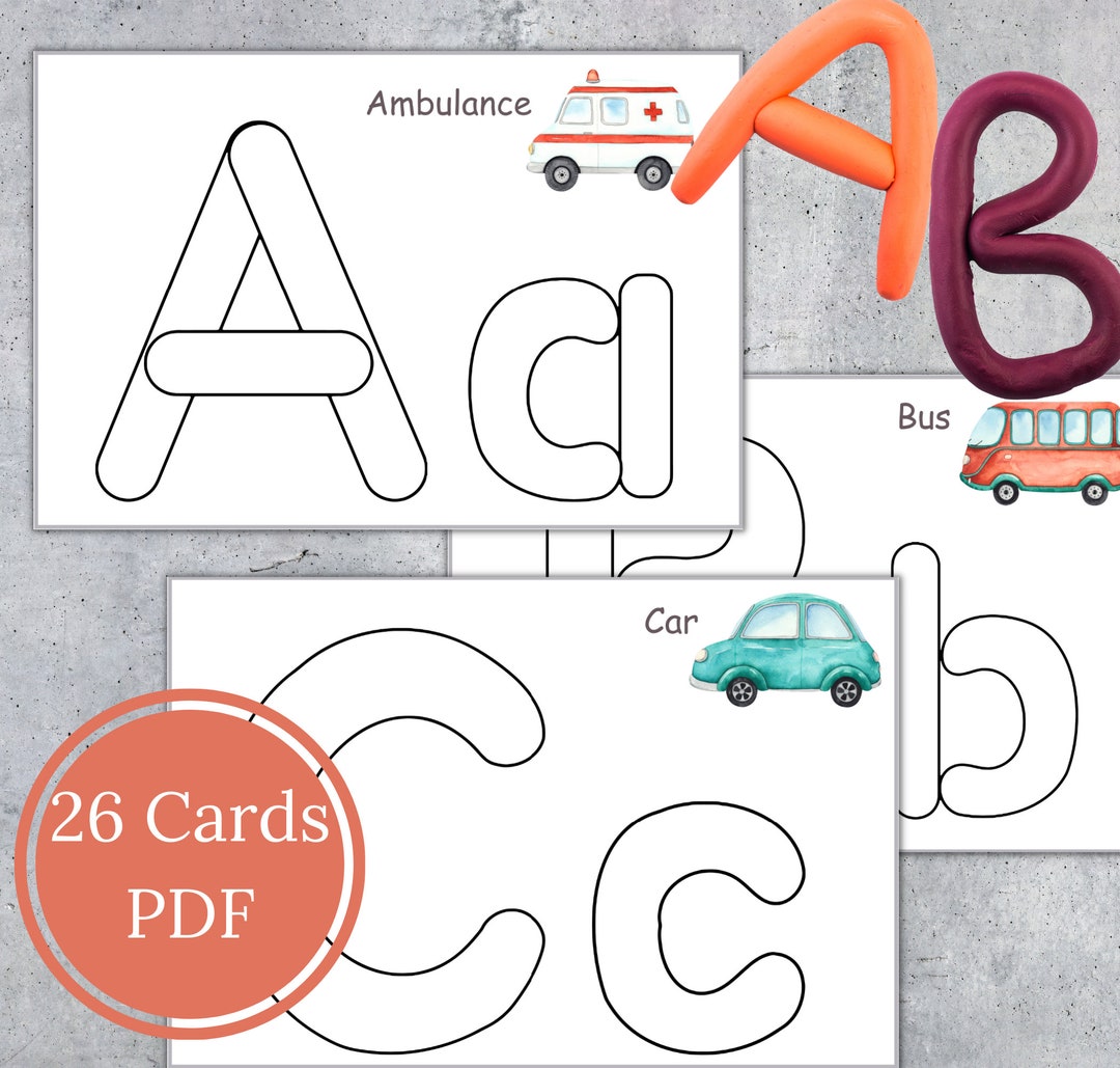 TRANSPORT Alphabet Playdough Mats. Watercolor Letter Cards. Kids ...