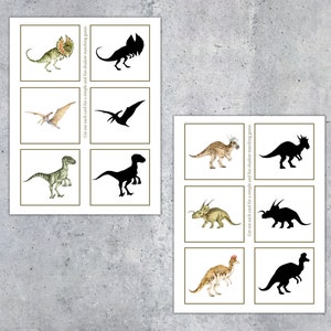 DINOSAURS Shadow Matching Cards. Toddler Montessori Printable. INSTANT ...