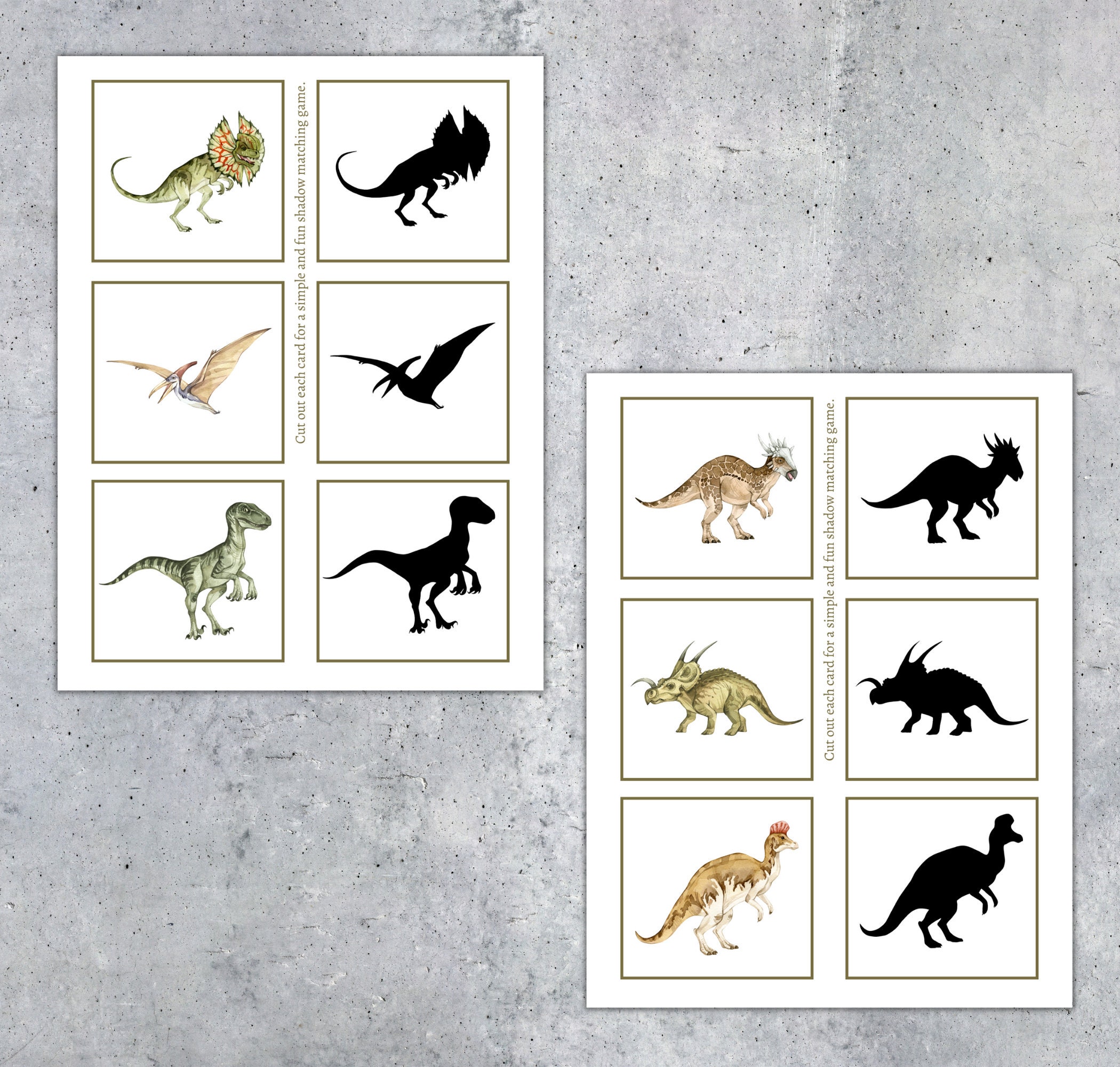 DINOSAURS Shadow Matching Cards. Toddler Montessori Printable. INSTANT ...