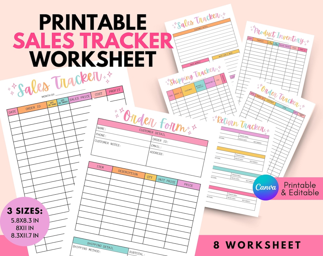 Printable Sales Tracker, Sales Log Editable, Order Tracker Template ...