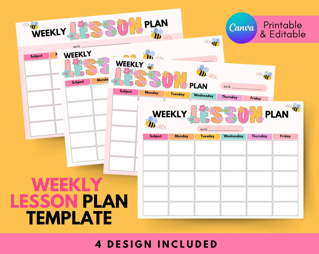 Printable Editable Weekly Lesson Plan | Simple School Schedule | Weekly ...