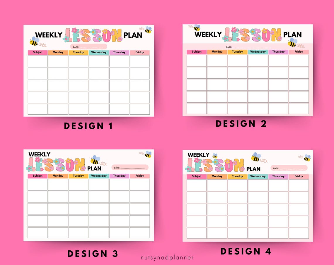 Printable Editable Weekly Lesson Plan | Simple School Schedule | Weekly ...