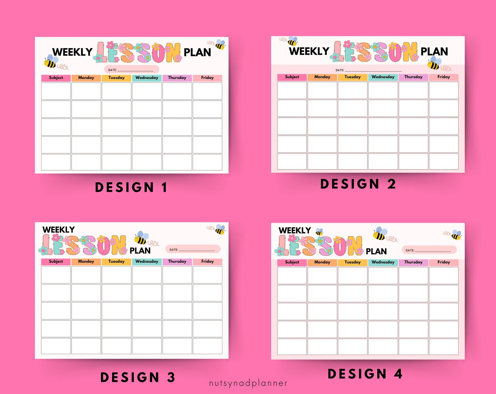 Printable Editable Weekly Lesson Plan | Simple School Schedule | Weekly ...