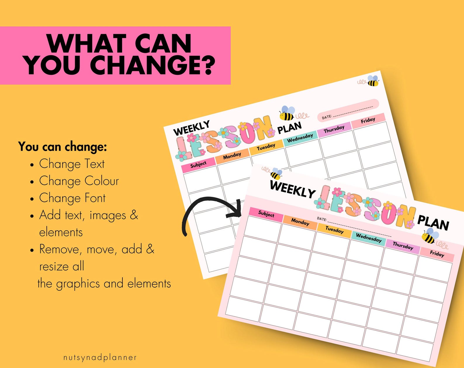 Printable Editable Weekly Lesson Plan | Simple School Schedule | Weekly ...