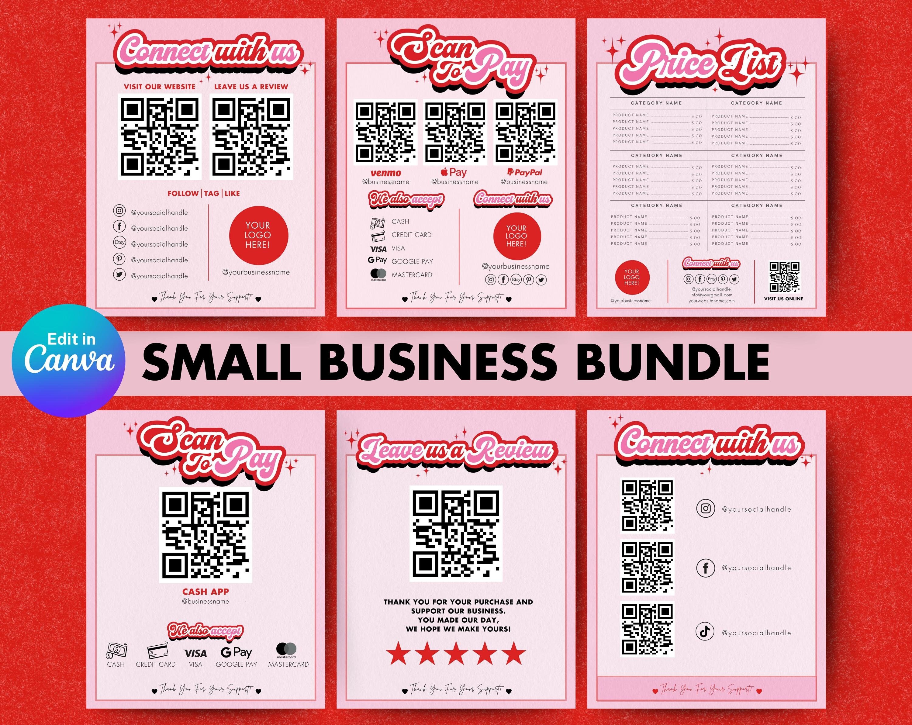 Editable Qr Code Sign for Small Business Canva Template, Price List ...