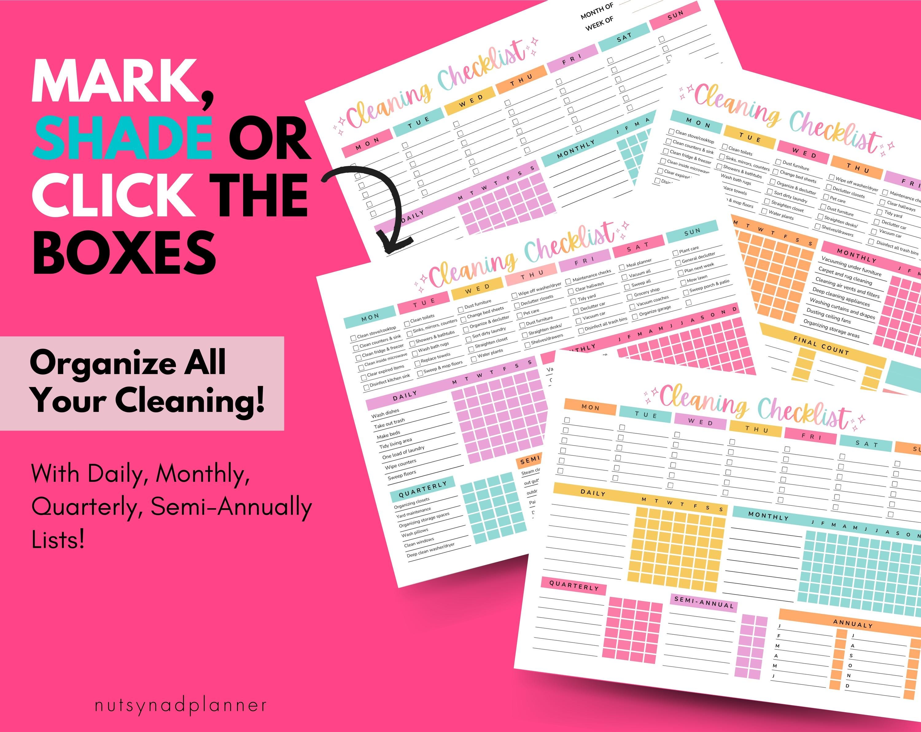 EDITABLE Cleaning Planner, Cleaning Schedule, Cleaning Checklist, ADHD ...