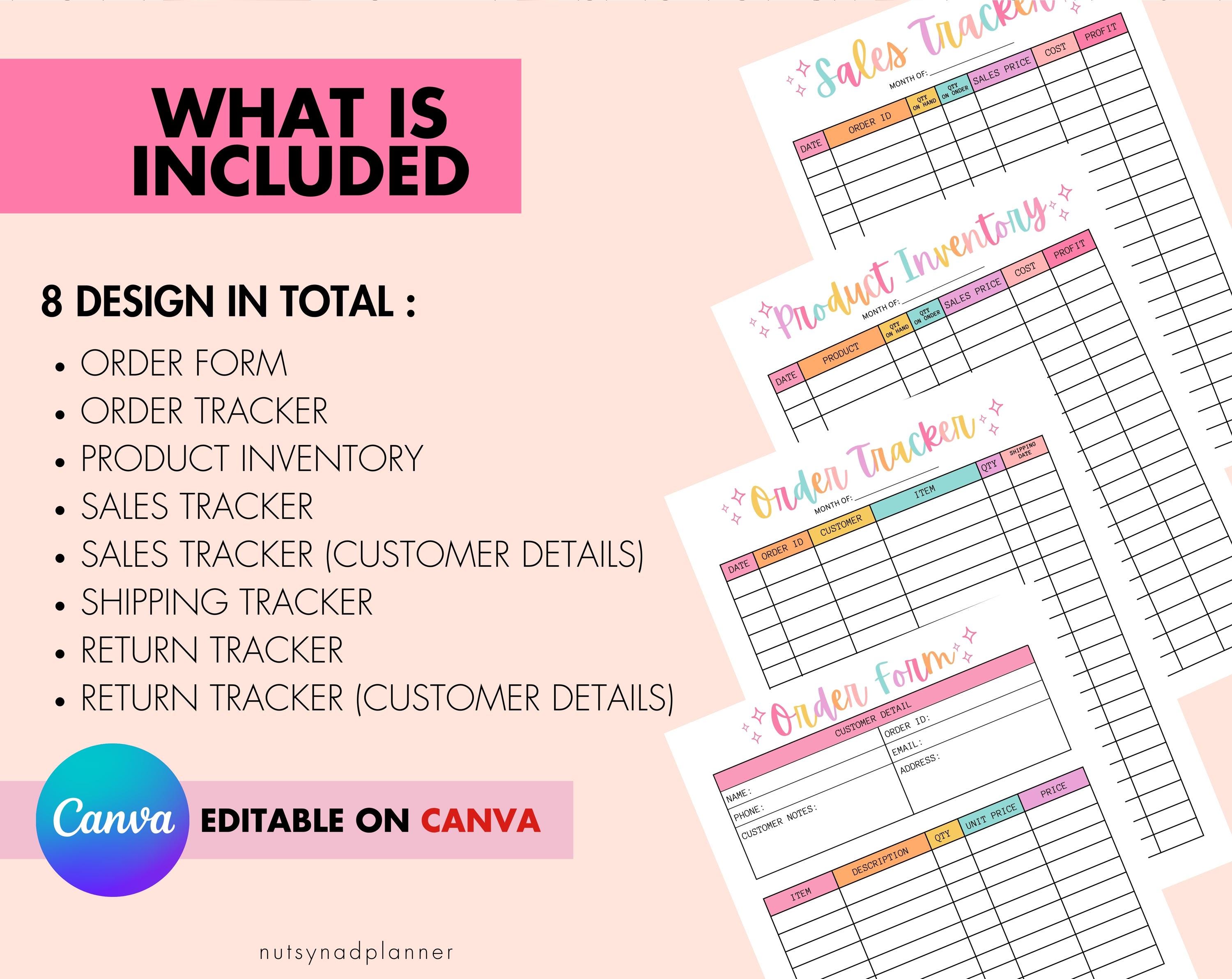 Printable Sales Tracker, Sales Log Editable, Order Tracker Template ...