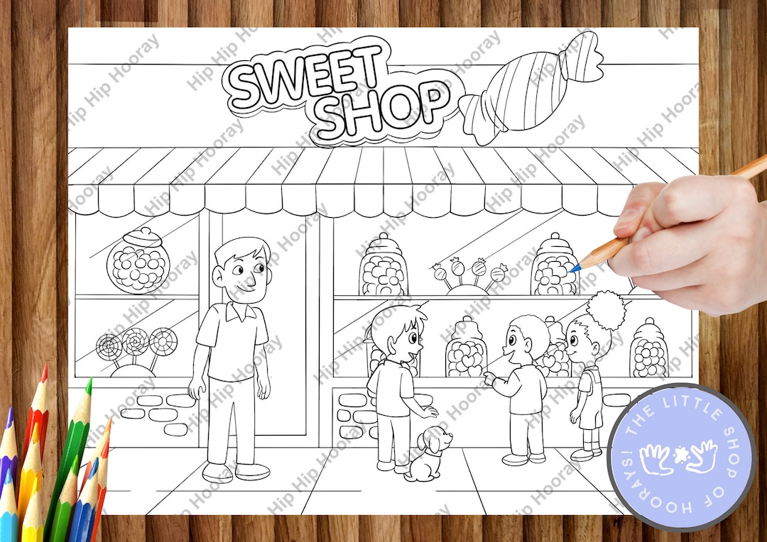 1 Candy Store Sweet Shop Colouring Pages Coloring Sheets - Etsy