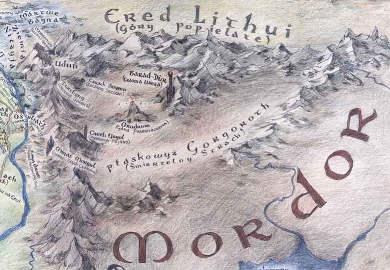 Digital File of Lord of the Rings Map of Middle Earth Wall Art Colored ...