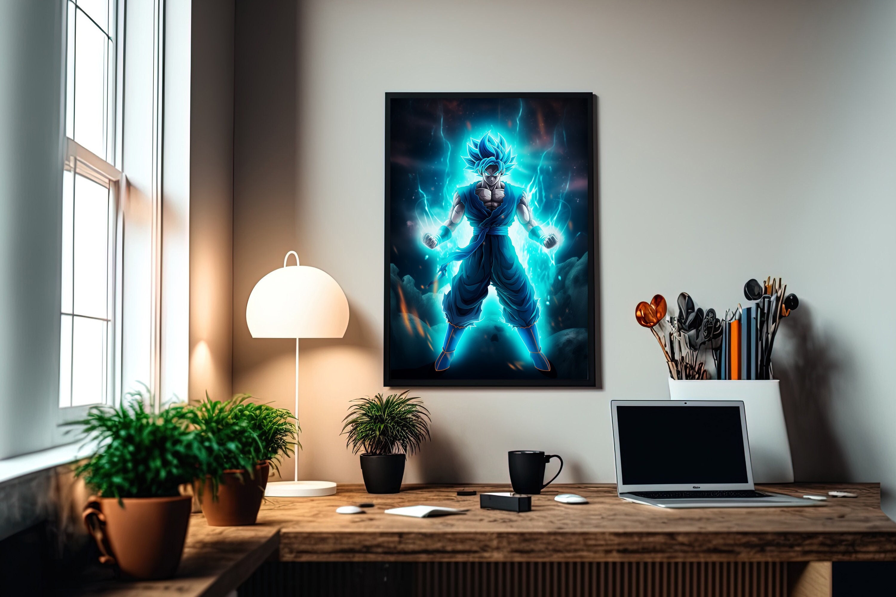 Goku Blue Super Saiyan Poster Dragonball Z Goku Blue Digital Download ...