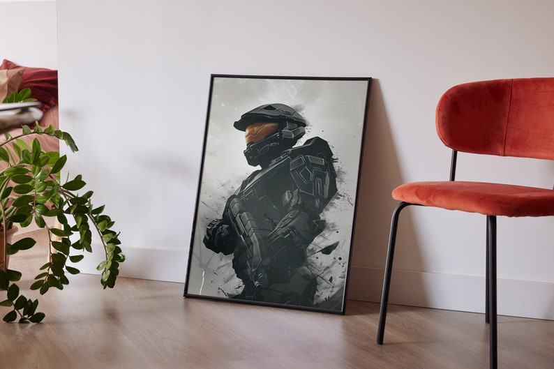 Master Chief Poster Print Halo Gaming Poster Video Game Decor Mancave ...