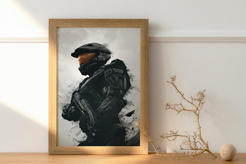 Master Chief Poster Print Halo Gaming Poster Video Game Decor Mancave ...