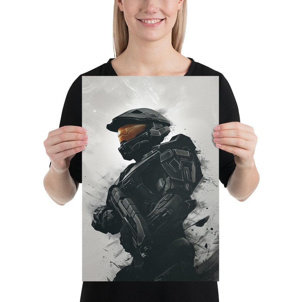 Master Chief Poster Print Halo Gaming Poster Video Game Decor Mancave ...