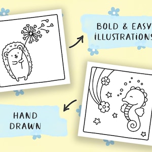 Easy Bold Animal Coloring Book for Kids Cute Cozy Coloring Book Simple ...