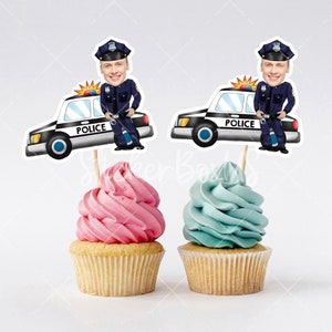 Police Officer Photo Cupcake Toppers | Police Topper | Photo Cupcake ...