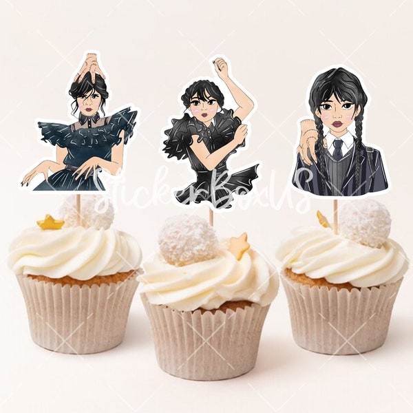 Wednesday Addams Cupcake Toppers - Etsy