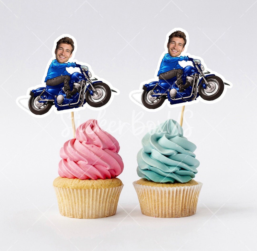 Motorcycle Photo Cupcake Toppers | Motorcycle Toppers | Face Cupcake ...