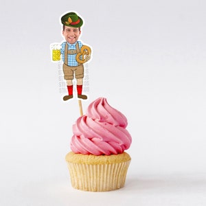 Oktoberfest Photo Cupcake Toppers | German Guy Face Toppers | Funny ...