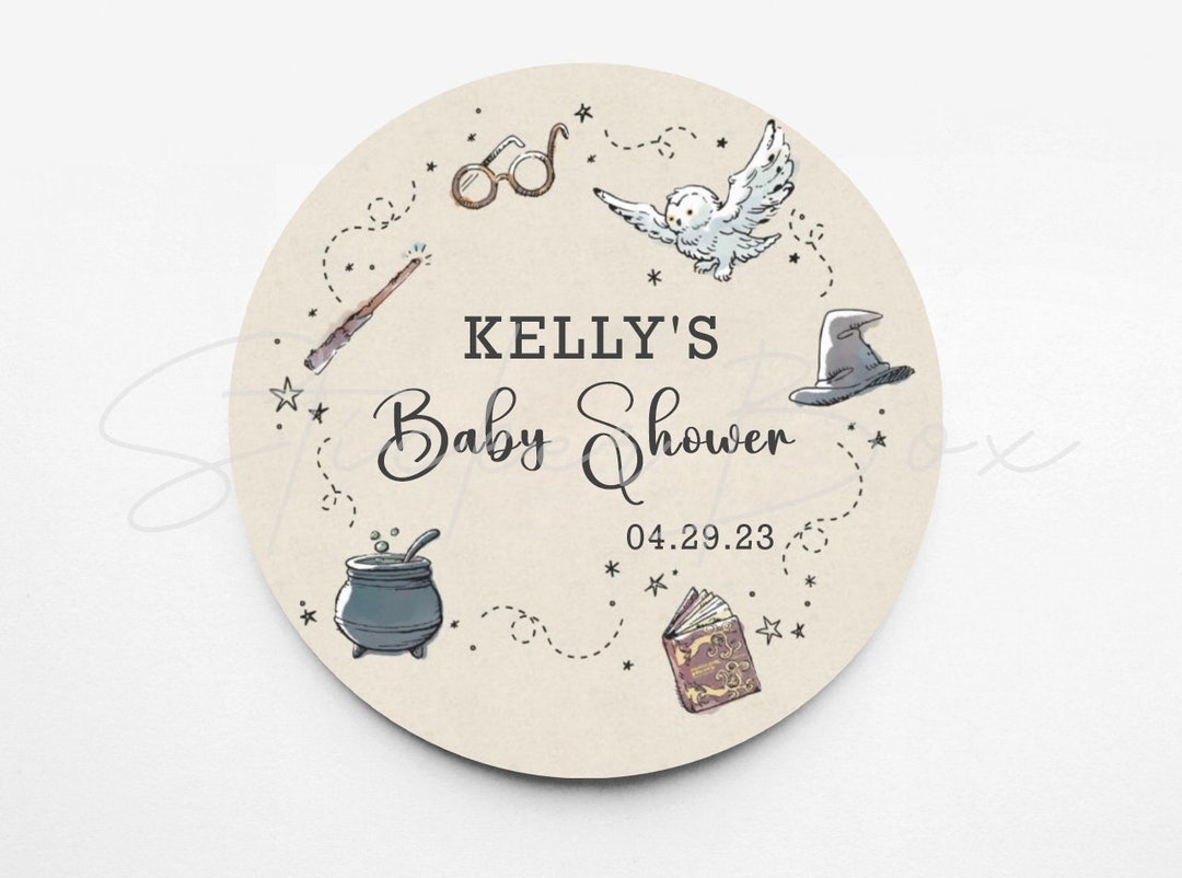 Wizard Baby Shower Personalized Stickers | Stickers for Every Occasion ...