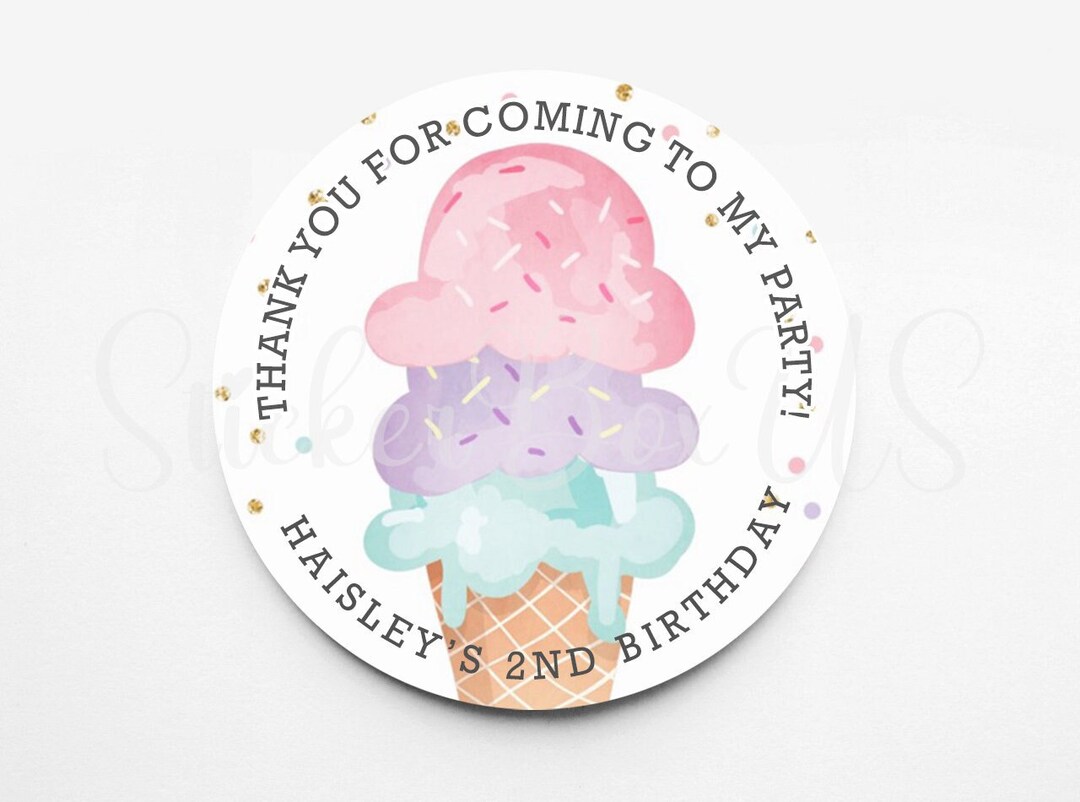 Ice Cream Personalized Birthday Stickers | Ice Cream Birthday Favor ...