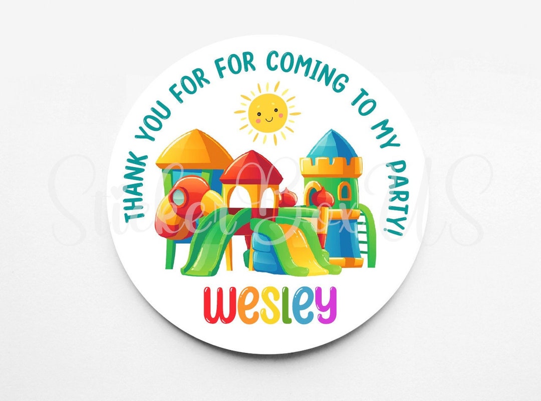 Playground Birthday Favor Stickers | Kids Birthday Stickers | Stickers ...