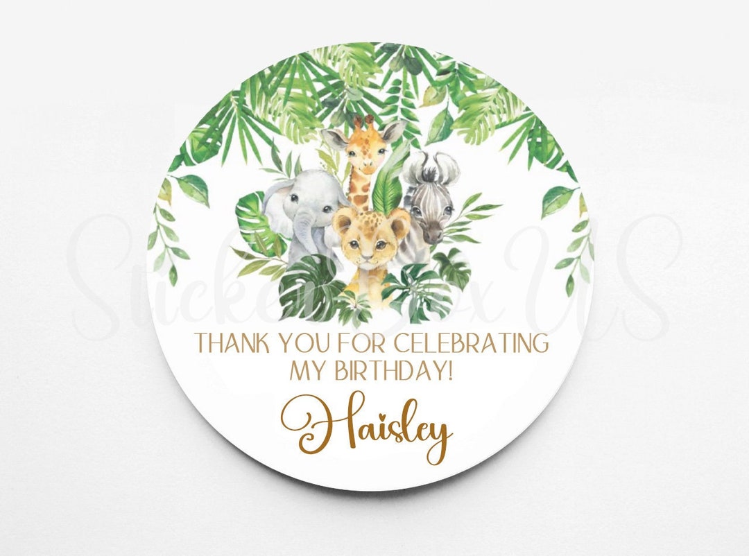 Jungle Safari Birthday Stickers | Personalized Stickers | Custom ...