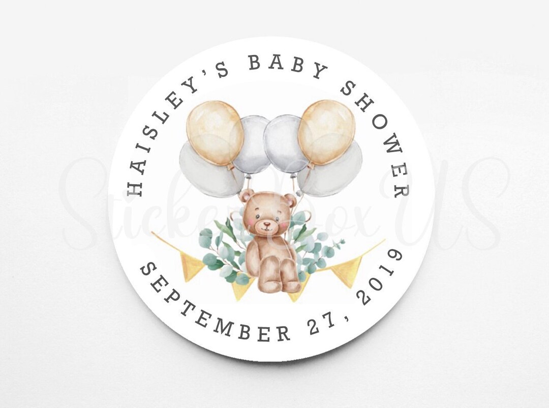 Teddy Bear Baby Shower Stickers | Personalized Baby Shower Stickers ...