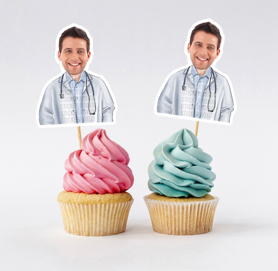 Doctor Cupcake Toppers | Doctor Graduate Face Toppers | Graduation ...