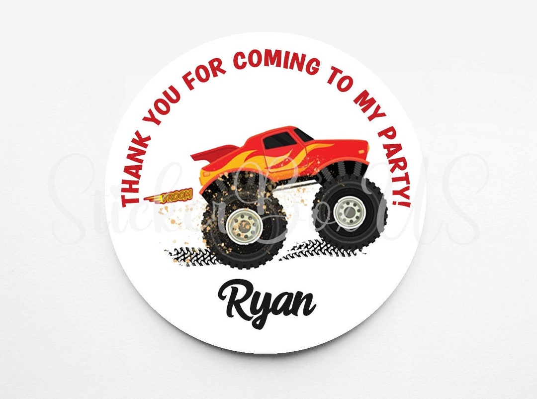 Monster Truck Birthday Stickers | Personalized Stickers | Custom ...
