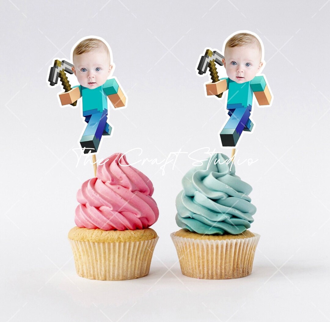 Steve Minecraft Custom Face Cupcake Topper Minecraft Face Cupcake ...