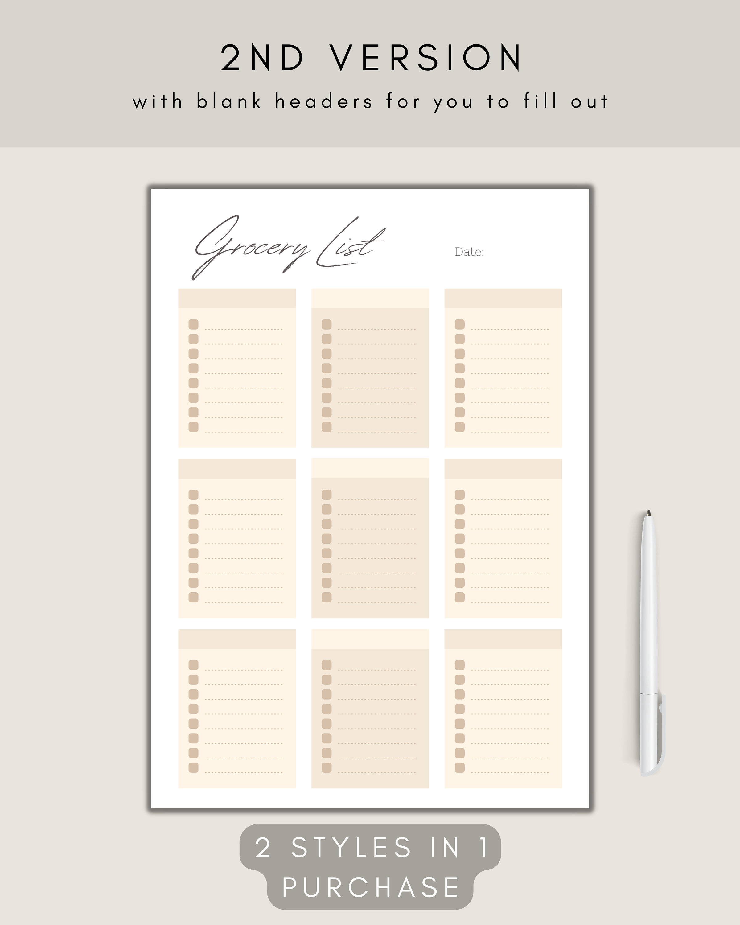 Grocery List Printable Food Shopping List Template, Grocery Planner A4 ...