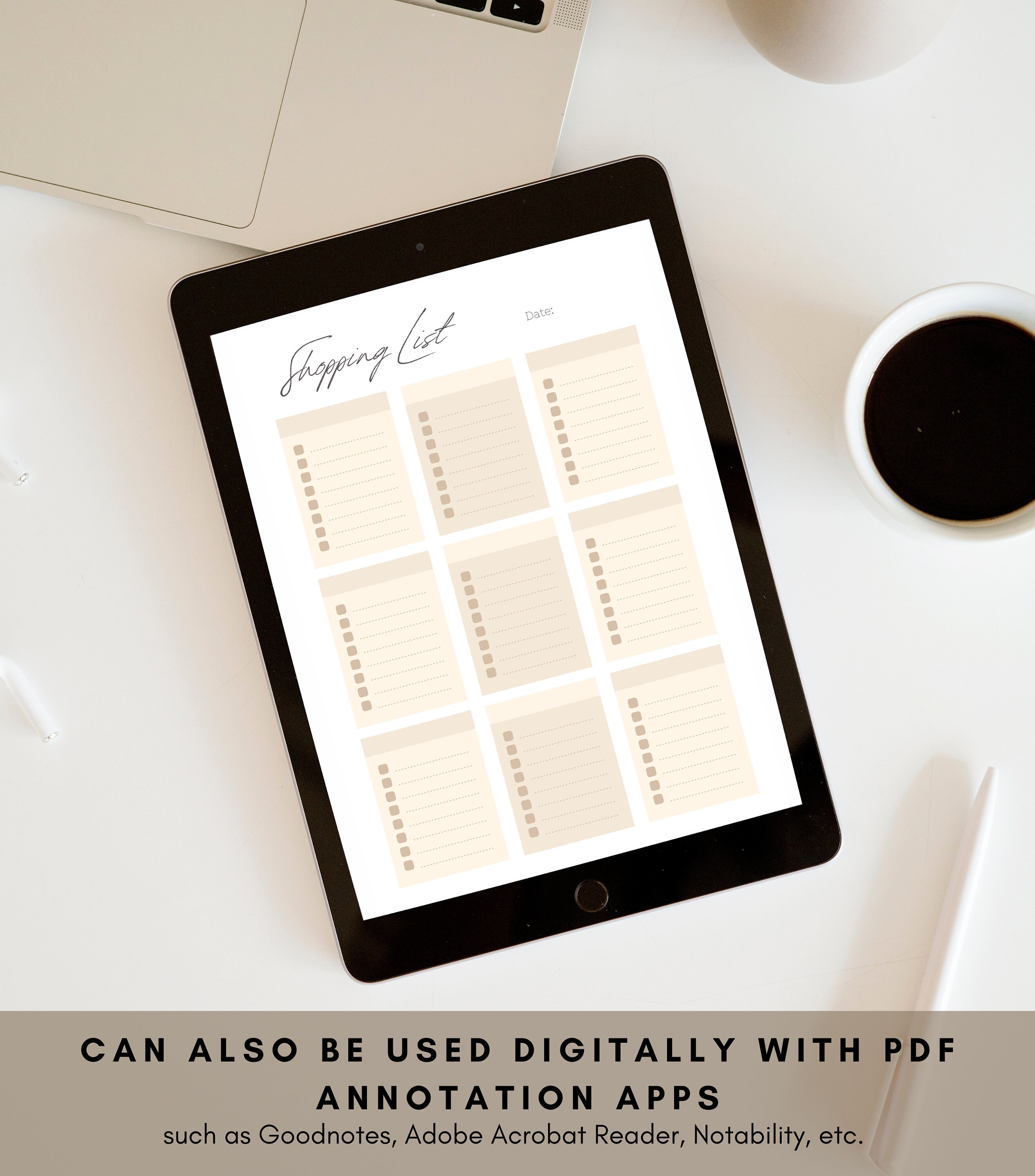 Beige Shopping List Printable Shopping List Template to Buy List ...