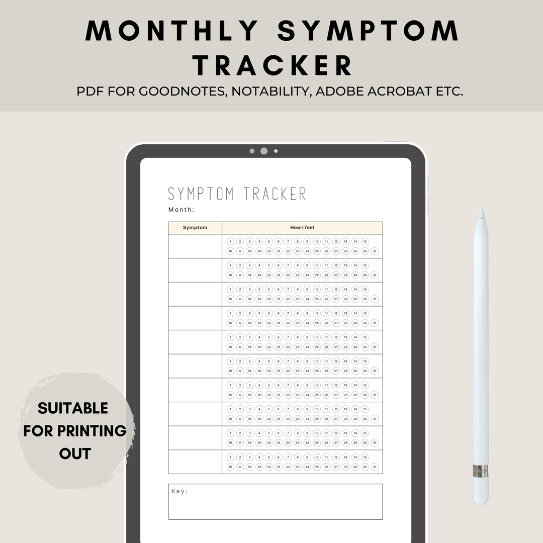 Monthly Symptom Tracker Printable, Simple Pain Tracker for Chronic ...