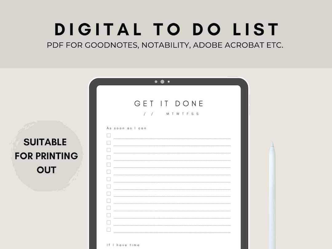 Digital to Do List Template for Goodnotes Ipad, To-do Checklist, Daily ...