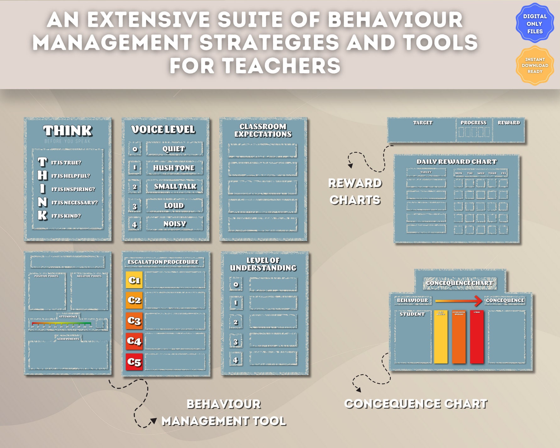 Light Blue Classroom Essentials: Behavior Management Tools, Decorations ...