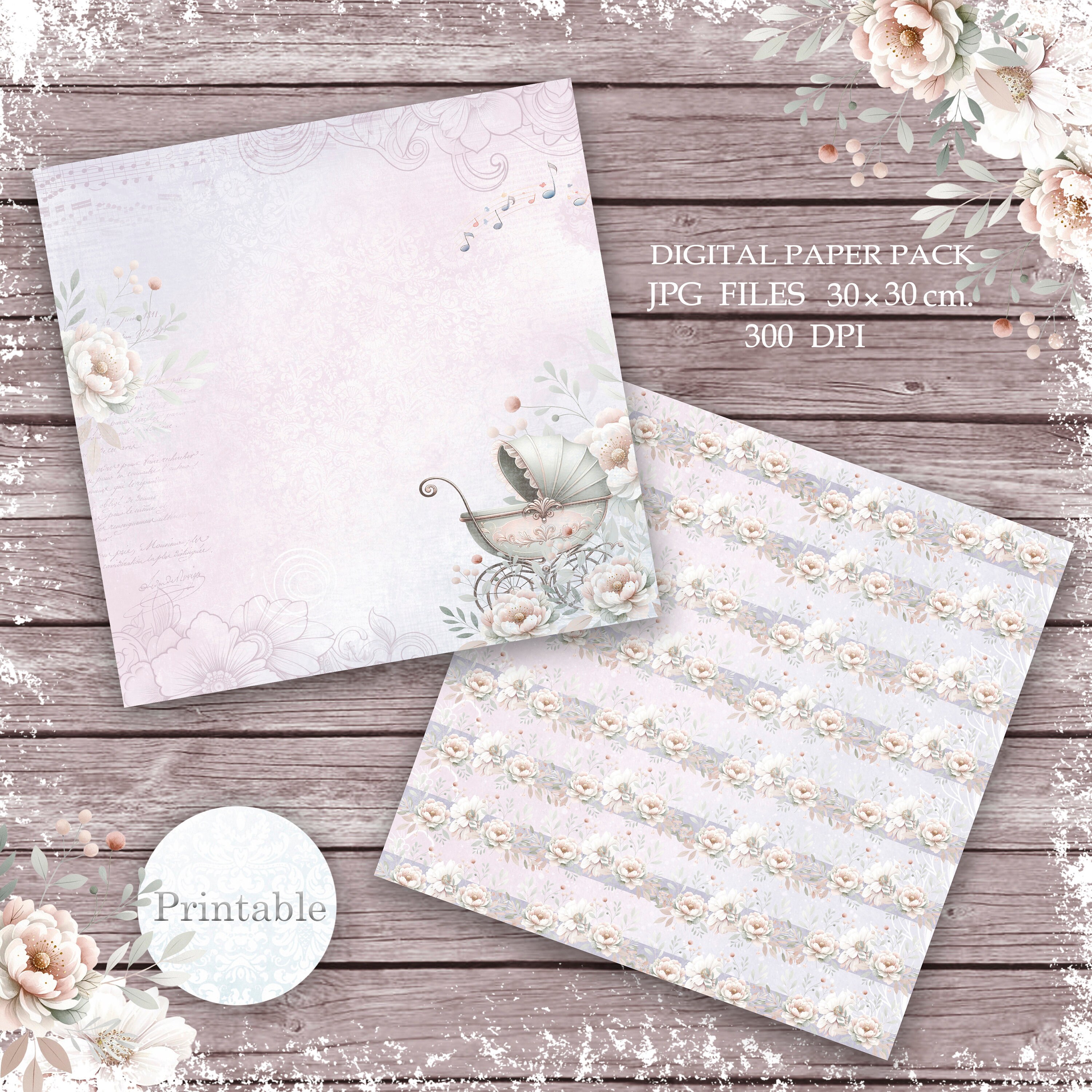 Baby Girl Digital Paper.pink Baby Shower Papers.baby Girl Scrapbook ...