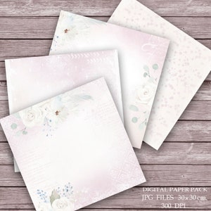 Floral Digital Paper Pack.pink and Beige Scrapbook Paper.printable ...