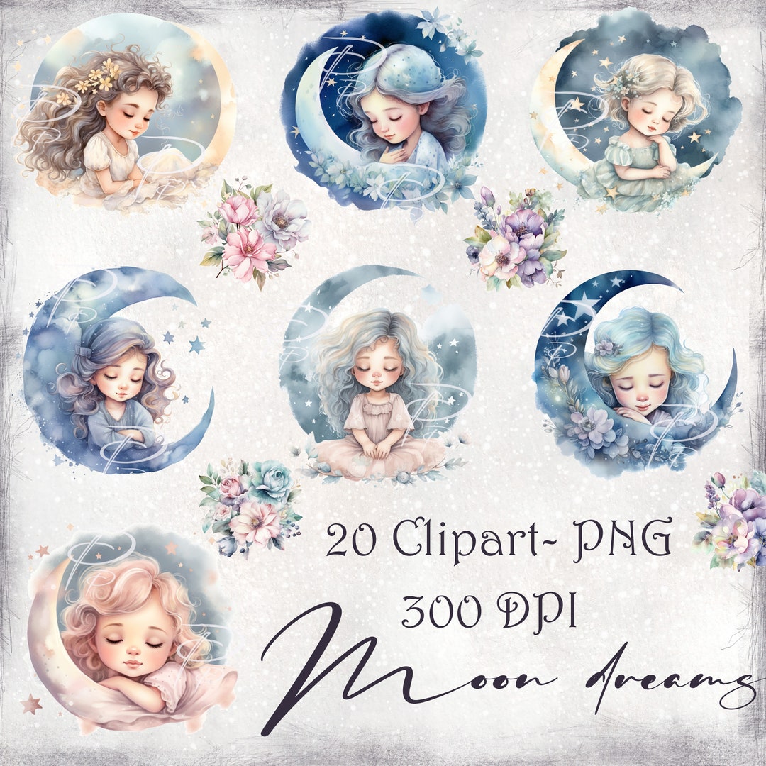 Moon Dreams. Artificial Intelligence Clipart, Instant Download, PNG ...