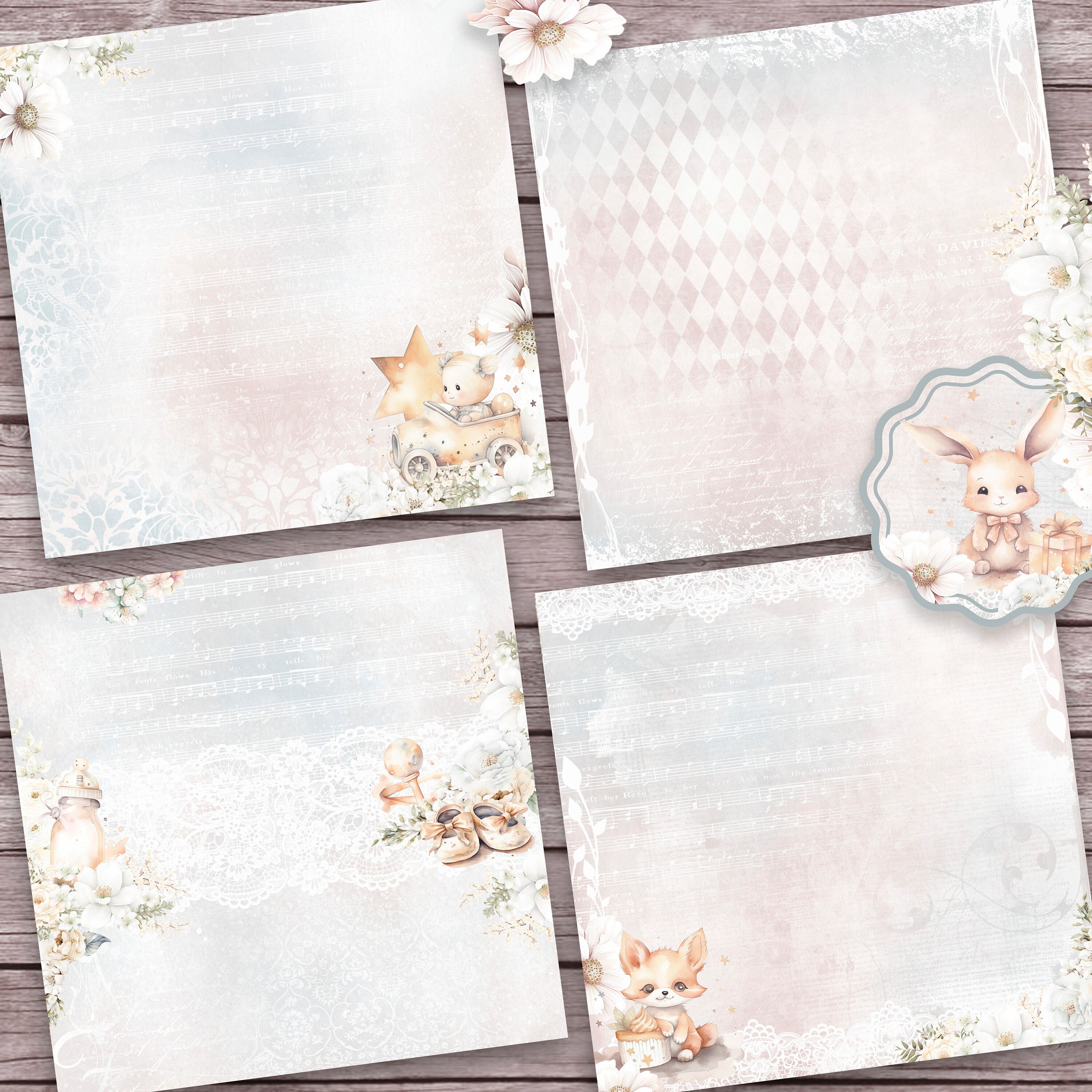 Baby Girl Digital Paper.baby Girl Scrapbook Nursery Background. Baby ...
