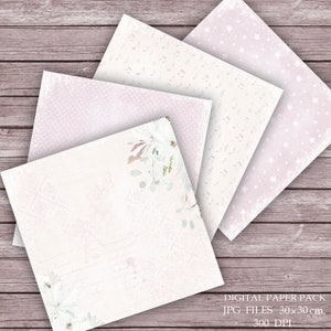 Floral Digital Paper Pack.pink and Beige Scrapbook Paper.printable ...