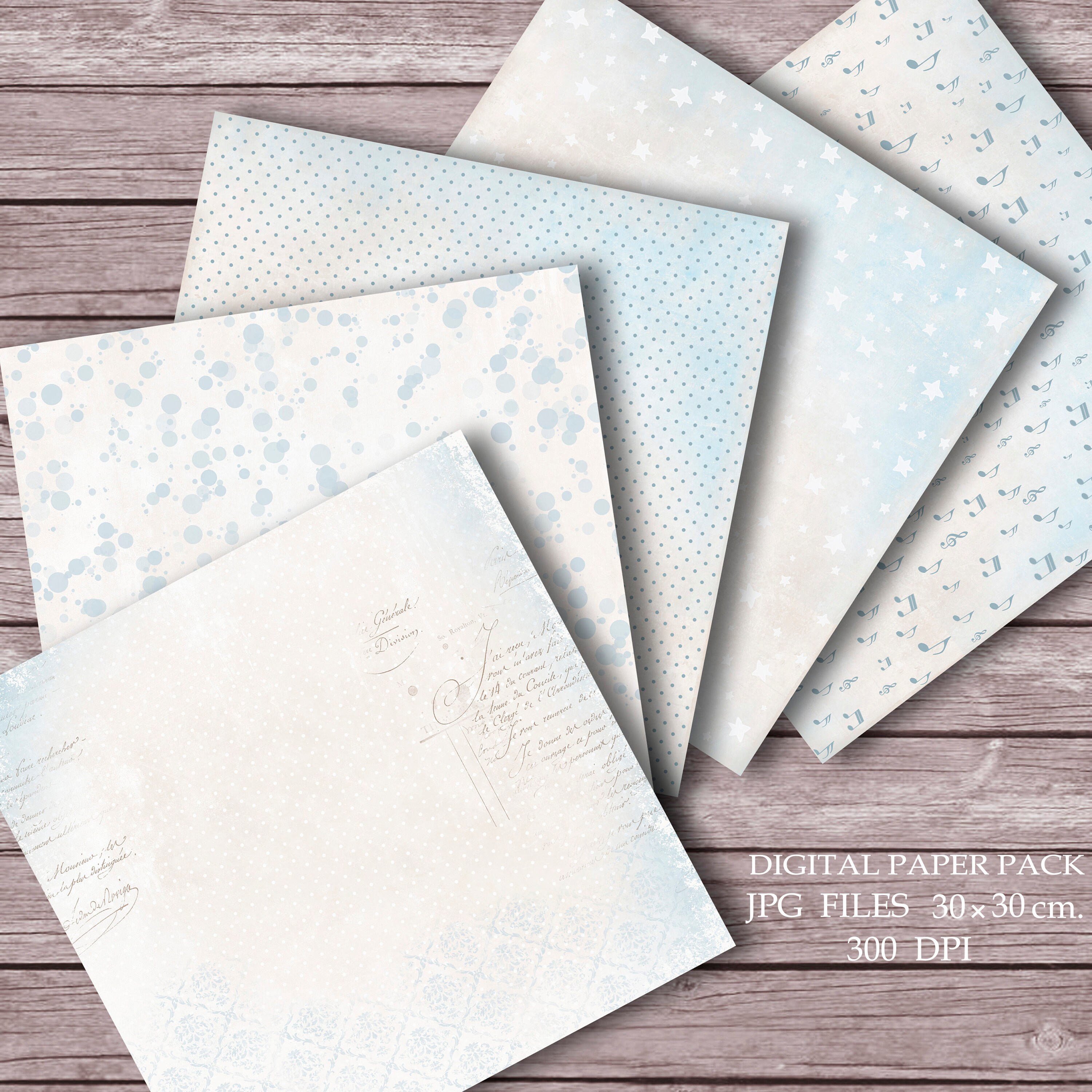 Blue and Beige Digital Paper Pack.scrapbook Baby Basic - Etsy