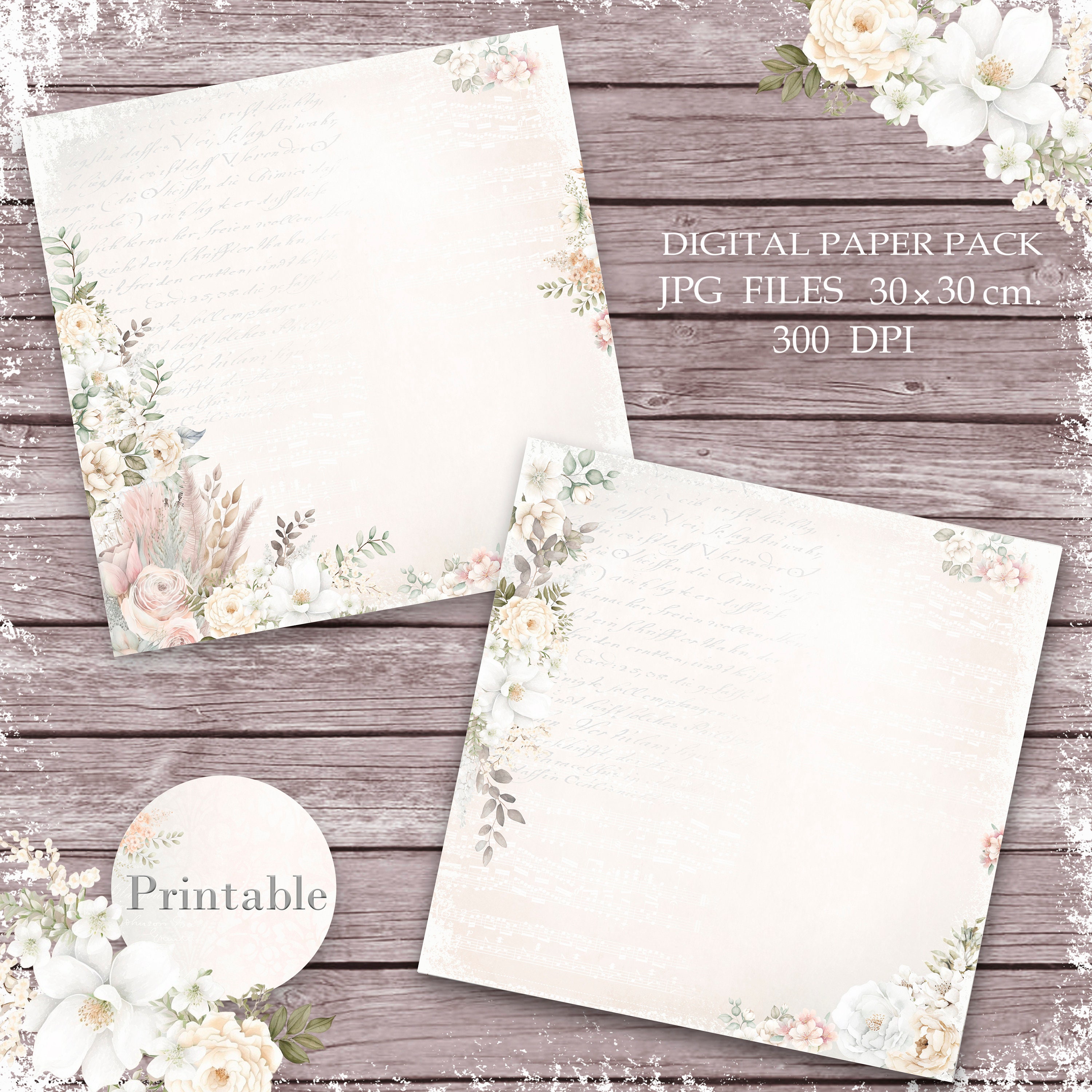 Flowers Wedding Digital Paper/color Champagne Digital Paper /printable ...