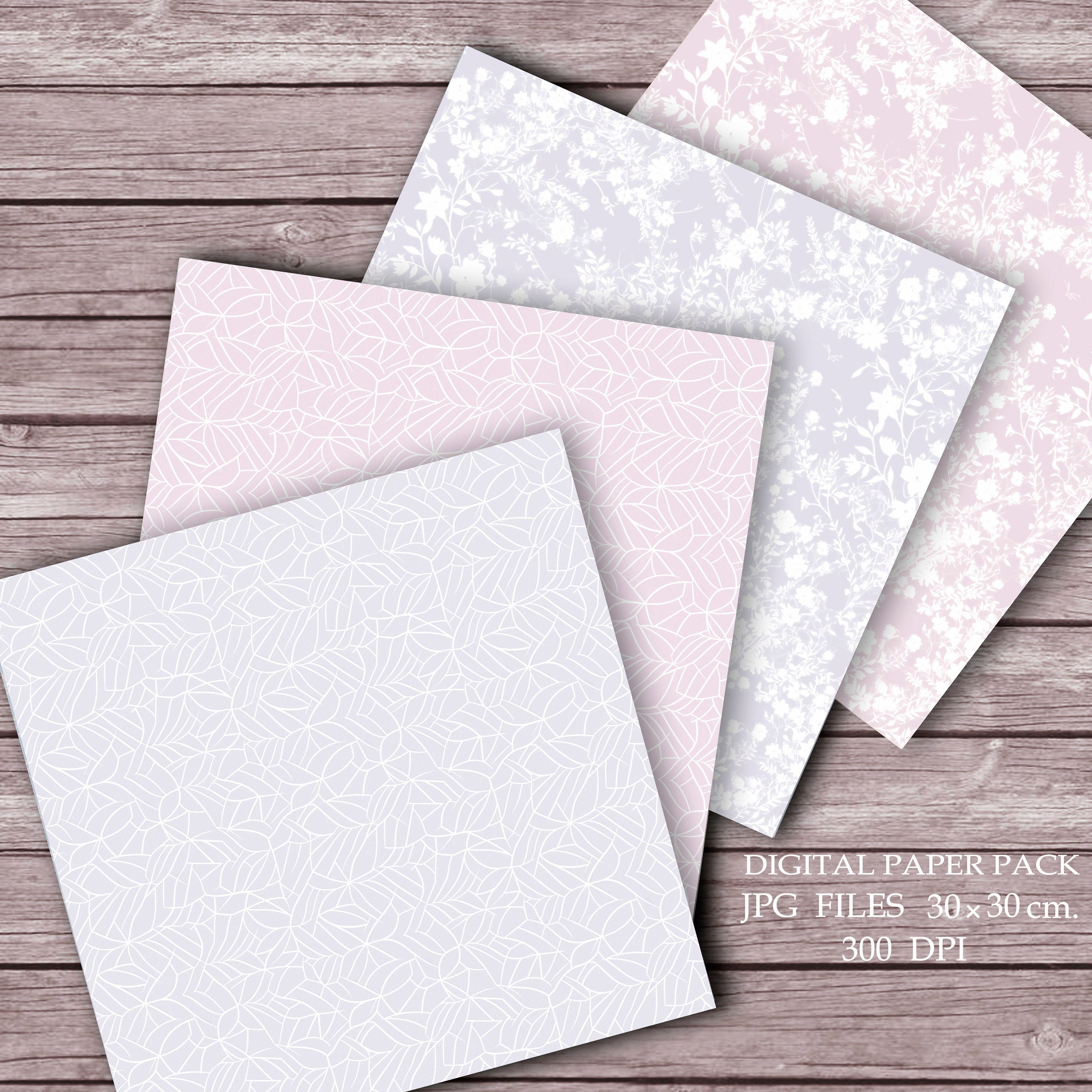 Pink and Gray Digital Paper Pack.scrapbook Baby Basic Sheets.instant ...