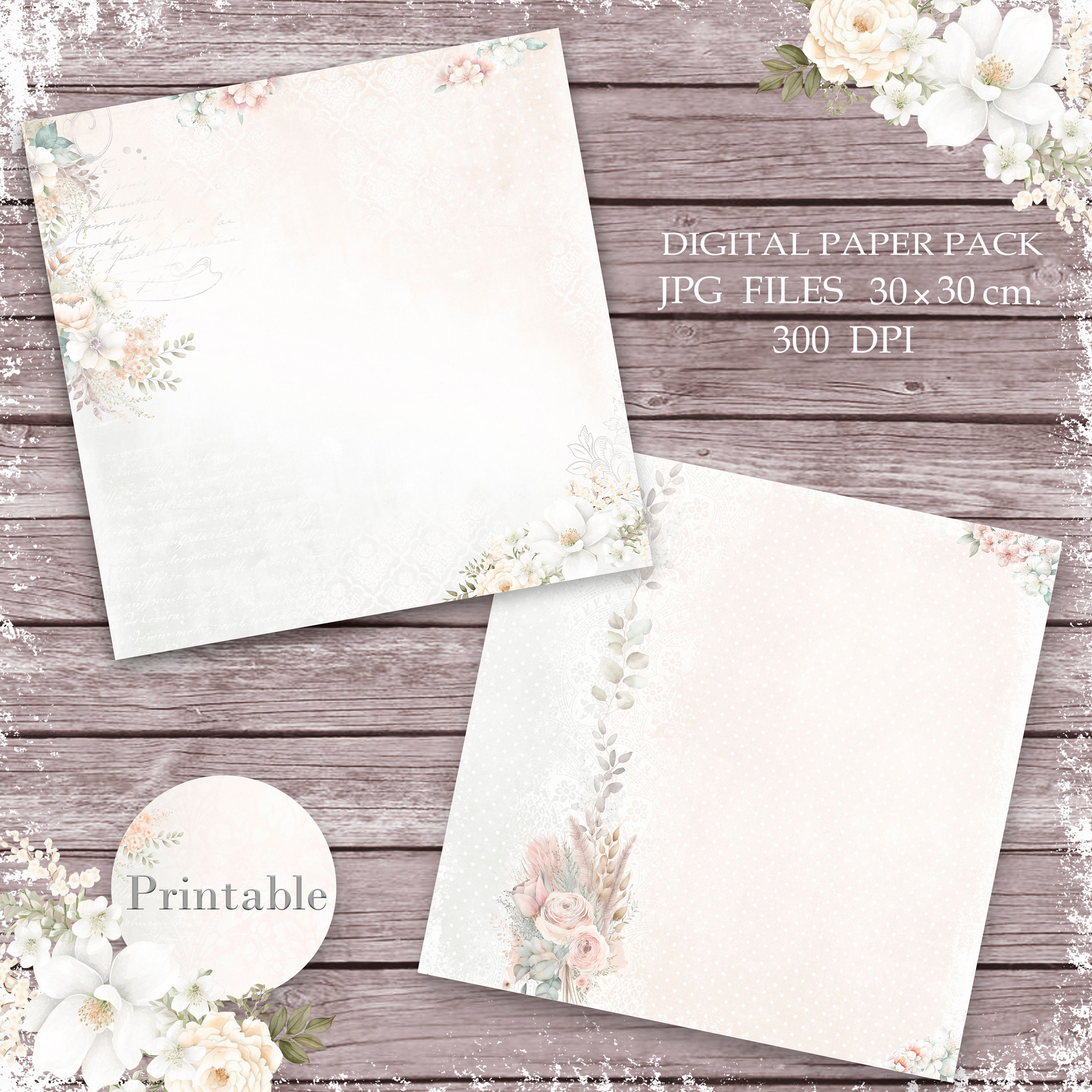 Flowers Wedding Digital Paper/color Champagne Digital Paper /printable ...