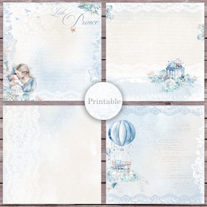 Baby Boy Digital Paper.baby Boy Scrapbook Nursery Background. Baby ...